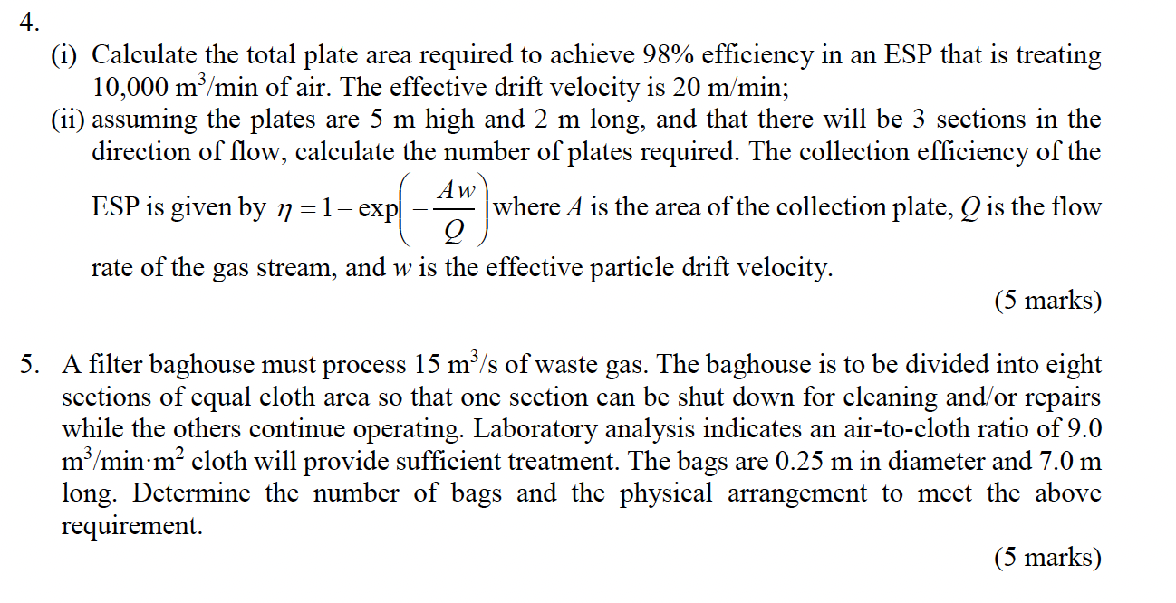 Solved 4. (i) Calculate the total plate area required to | Chegg.com
