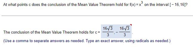 Solved At what points c does the conclusion of the Mean | Chegg.com