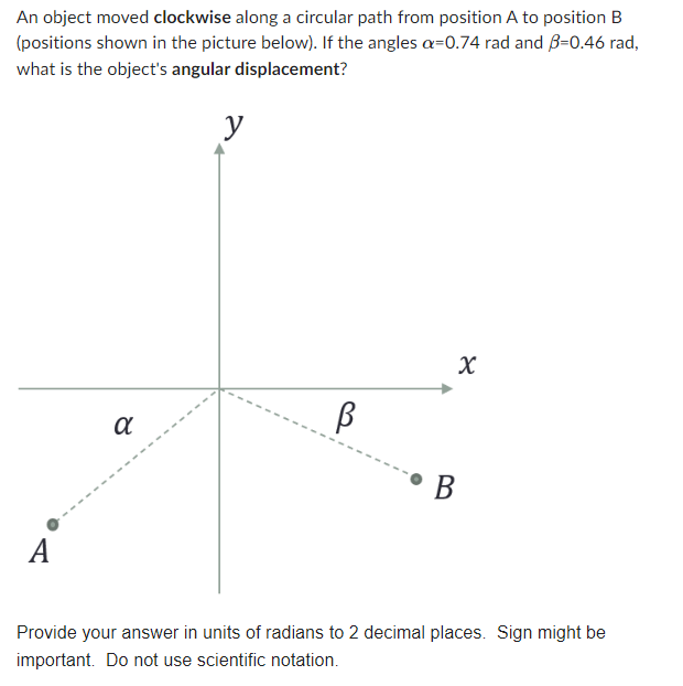 Solved An object moved clockwise along a circular path from | Chegg.com