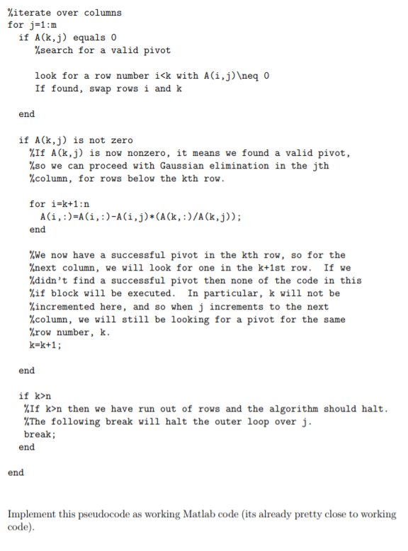 Solved Here is pseudocode for an algorithm that takes an nxm | Chegg.com