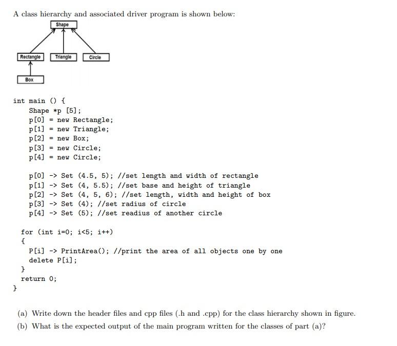 Solved A class hierarchy and associated driver program is | Chegg.com