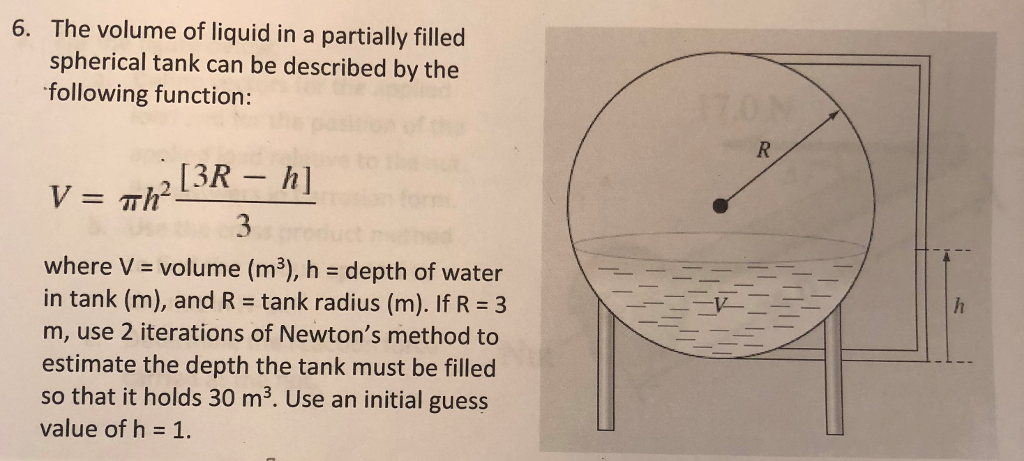 Solved 6. The volume of liquid in a partially filled | Chegg.com