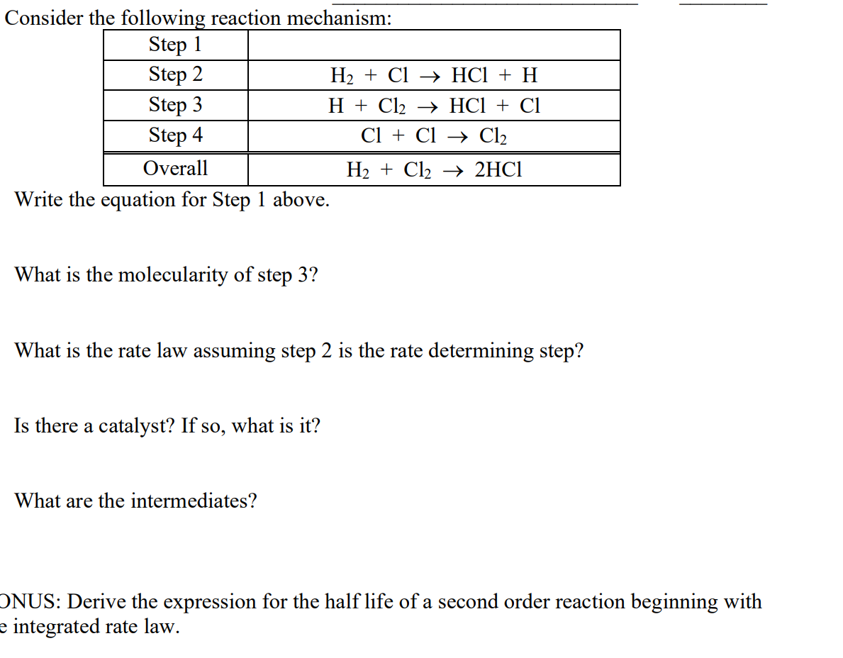 Solved Consider the following reaction mechanism:Write the | Chegg.com