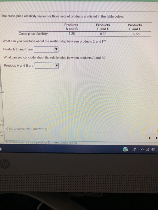 Solved The cross-price elasticity values for three sets of | Chegg.com