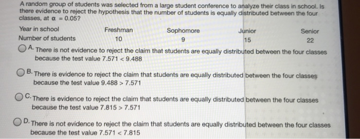 Solved A random group of students was selected from a large | Chegg.com