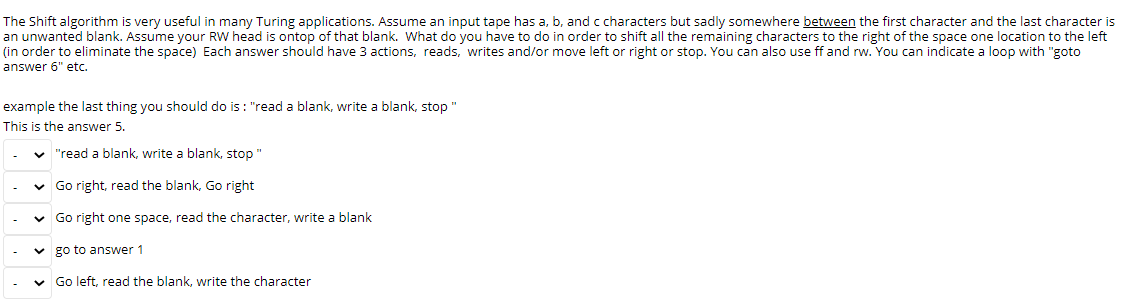 Solved The Shift algorithm is very useful in many Turing | Chegg.com