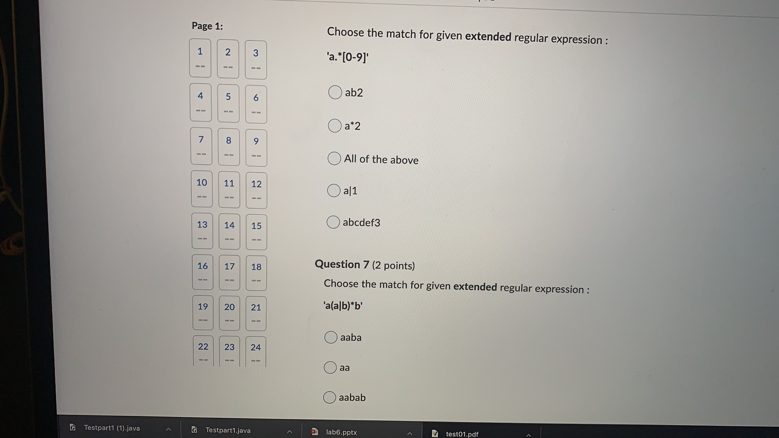 Solved Page 1: Choose the match for given extended regular | Chegg.com