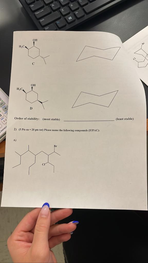 Solved Order of stability: (most stable) (least stable) 2) | Chegg.com