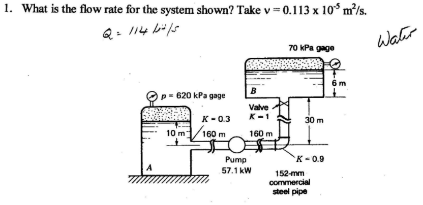 Solved 1. What is the flow rate for the system shown? Take | Chegg.com
