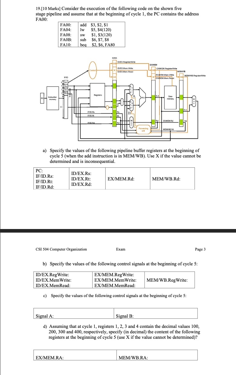 Solved 19.[10 Marks] Consider the execution of the following | Chegg.com