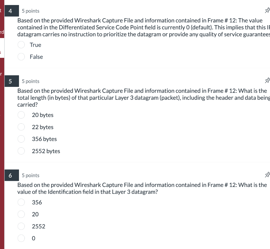5 points Based on the provided Wireshark Capture File | Chegg.com