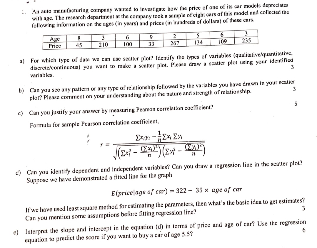 Solved 1. An auto manufacturing company wanted to | Chegg.com