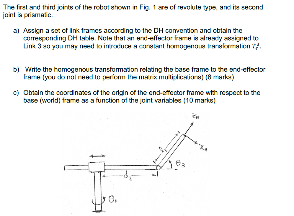Solved The first and third joints of the robot shown in Fig. | Chegg.com