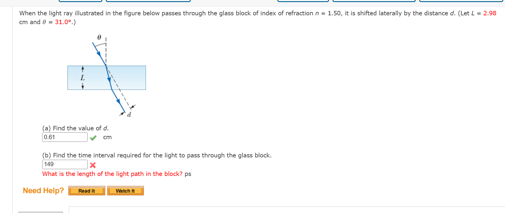 Solved When the light ray illustrated in the figure below | Chegg.com
