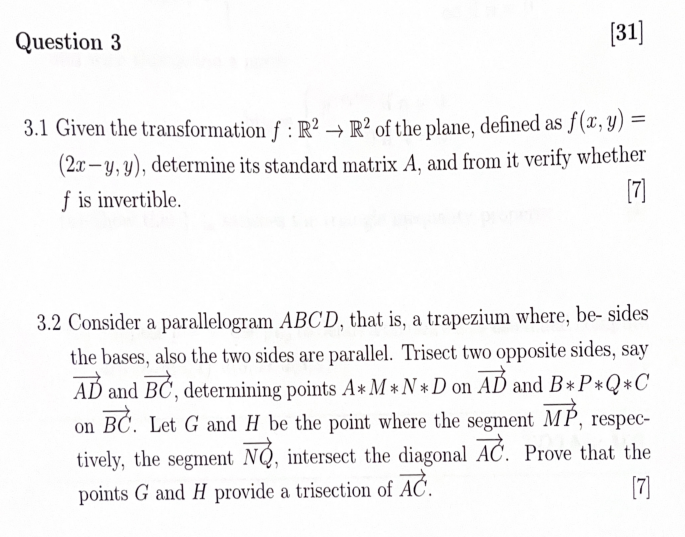 Solved Question 33.1 ﻿Given the transformation f:R2→R2 ﻿of | Chegg.com