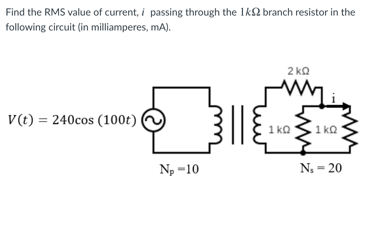 Solved Find the RMS value of current, i passing through the | Chegg.com