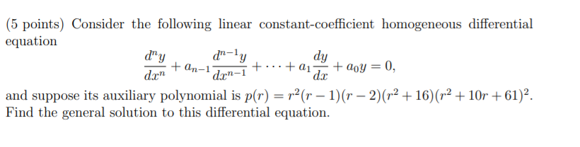 Solved (5 points) Consider the following linear | Chegg.com