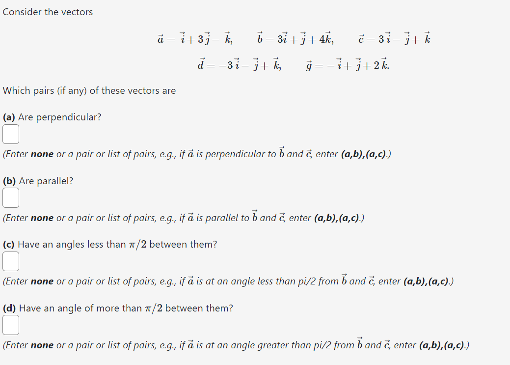 Consider the vectors | Chegg.com