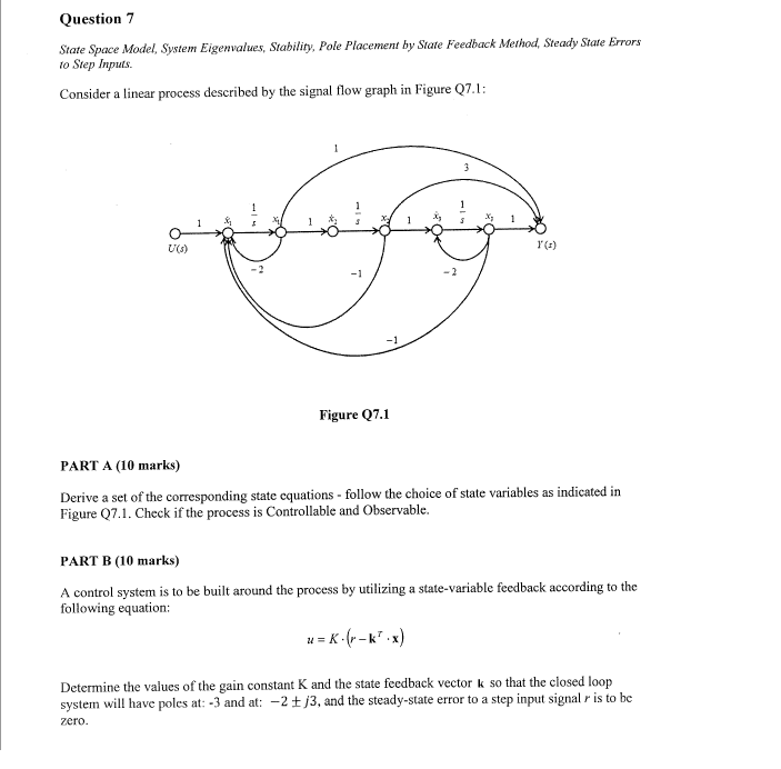 Solved Question 7 State Space Model System Eigenvalues