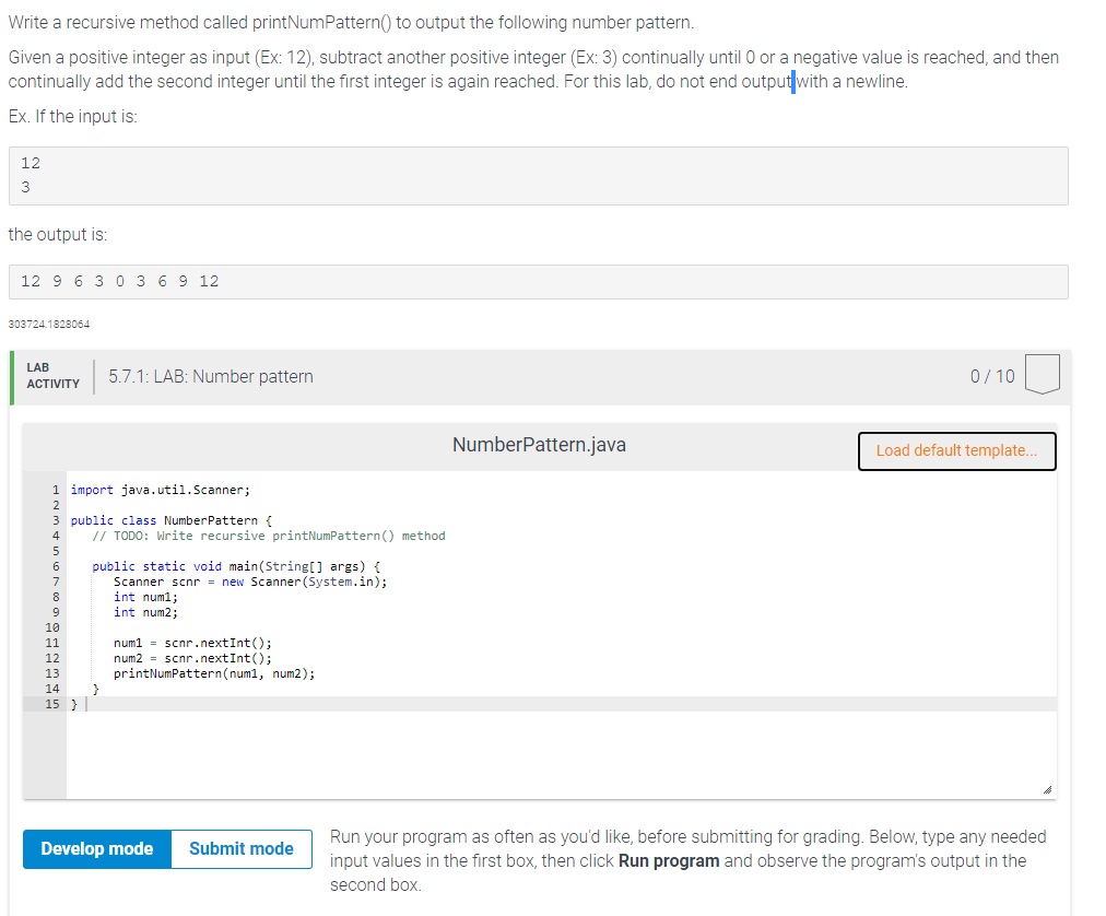 Solved Write A Recursive Method Called PrintNumPattern Chegg