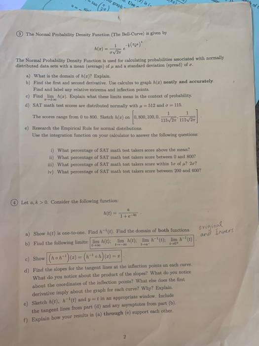 Solved 3 The Normal Probability Density function (The | Chegg.com