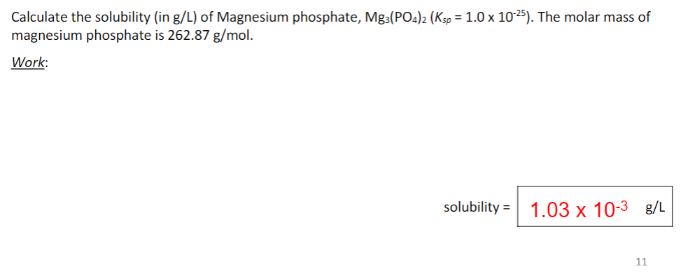 Solved Calculate the solubility (in g/L ) of Magnesium | Chegg.com