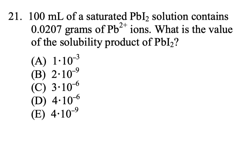 Solved 100 ﻿ml of satu...100mL ﻿of a saturated PbI2 | Chegg.com