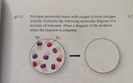 Solved 5.1 Nitrogen monoxide reacts with oxygen to form | Chegg.com
