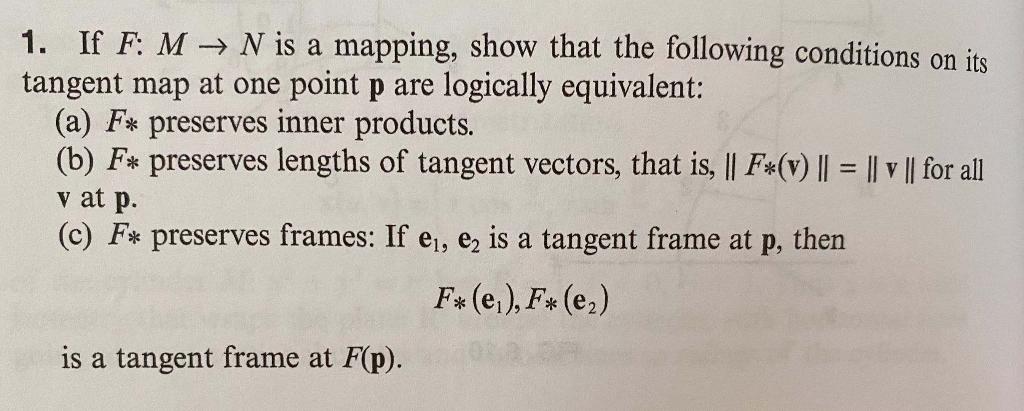 Solved 1. If F: M → N is a mapping, show that the following | Chegg.com