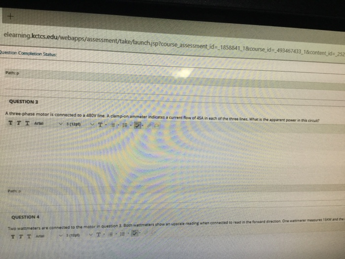 Solved elearning kctcs.edu/webapp /assessment | Chegg.com
