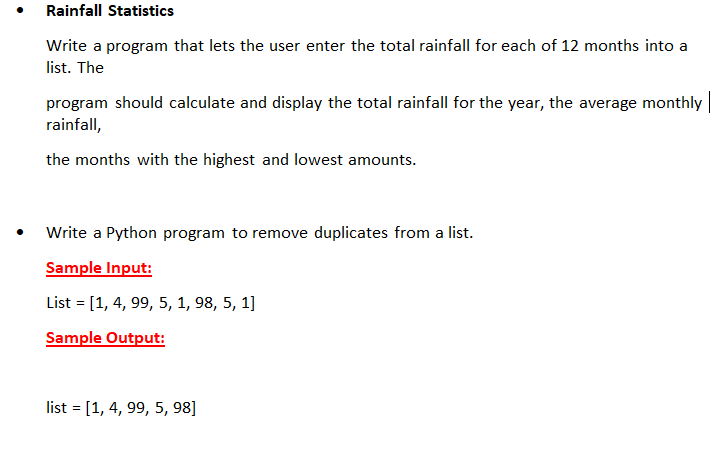 Solved Rainfall Statistics Write a program that lets the | Chegg.com