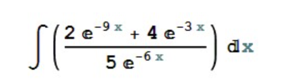 Solved ∫﻿﻿(2e-9x+4e-3x5e-6x)dx | Chegg.com