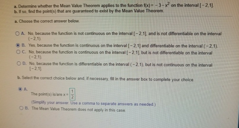 Solved A Determine Whether The Mean Value Theorem Applies Chegg