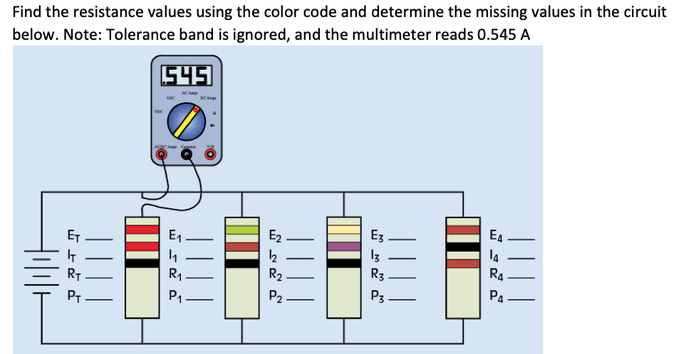 Solved Find the resistance values using the color code and | Chegg.com