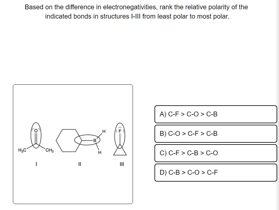 Solved Based on the difference in electronegativities, rank | Chegg.com