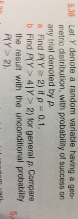 Solved Let Y denote a random variable having a geometric | Chegg.com