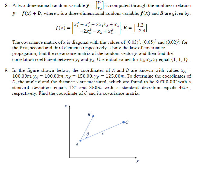 Solved 8. A two-dimensional random variable y = is computed | Chegg.com