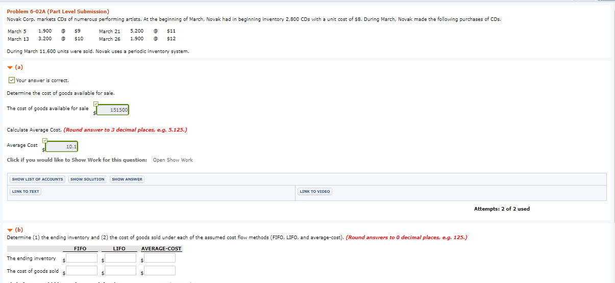 Solved Problem 6-02A (Part Level Submission) Novak Corp. | Chegg.com