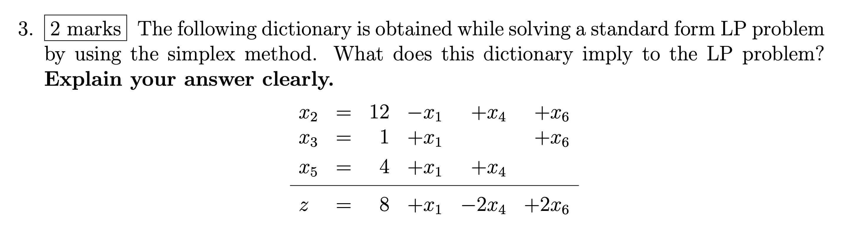 Solved the following dictionary is obtained while solving a | Chegg.com