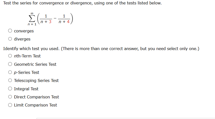Solved Test the series for convergence or divergence, using | Chegg.com