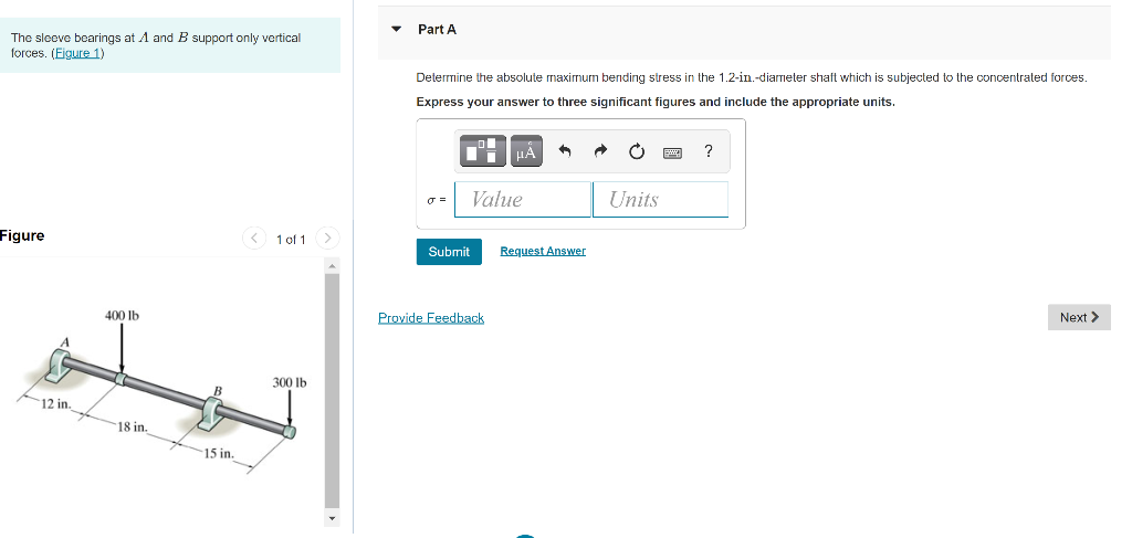 Solved Part A The sleeve bearings at A and B support only | Chegg.com