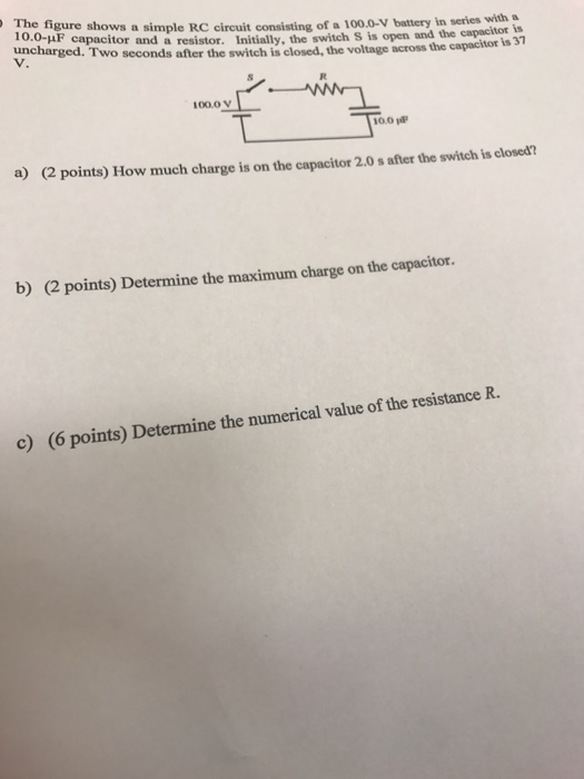 Solved The figure shows a simple RC circuit consisting of a | Chegg.com