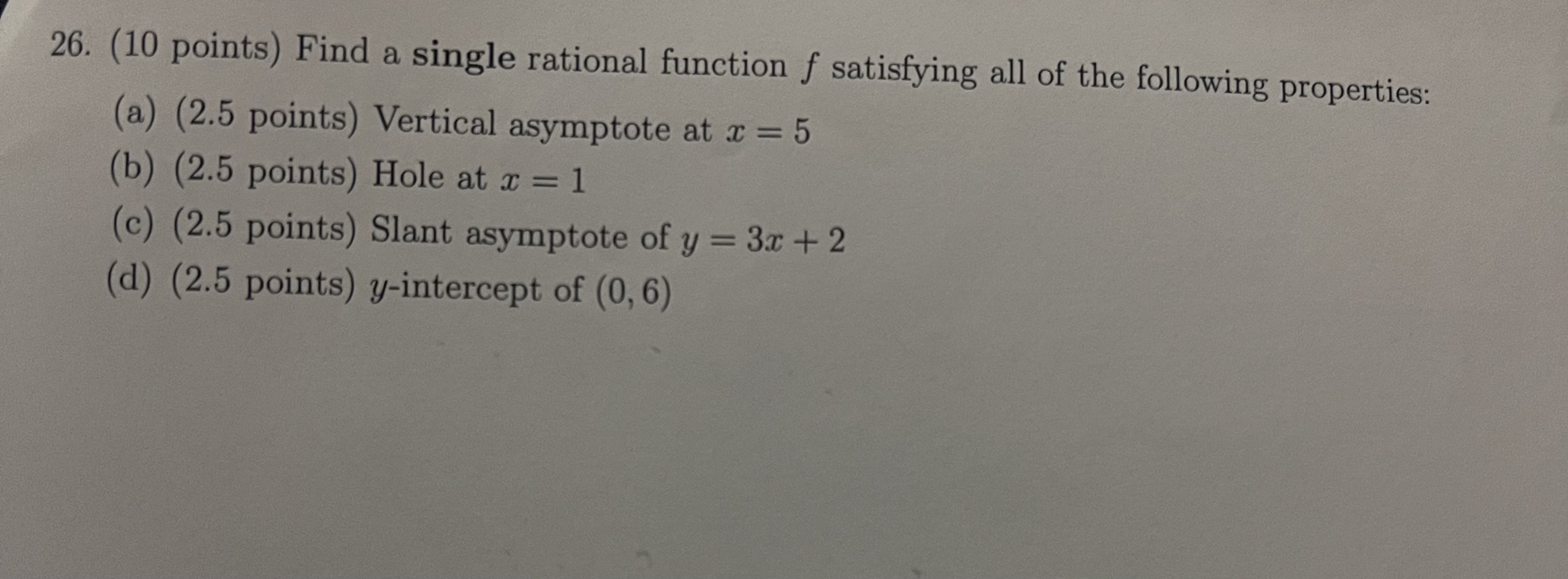 Solved 26. (10 points) Find a single rational function f | Chegg.com