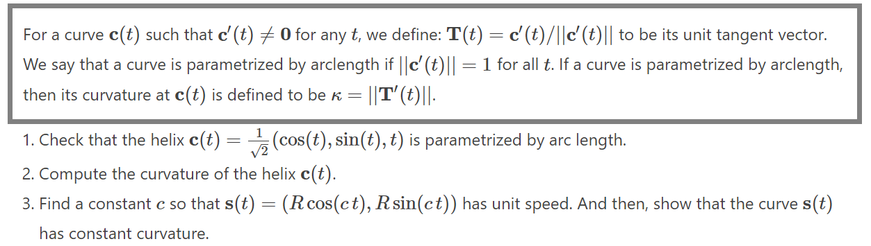 Solved For a curve c(t) such that c′(t) =0 for any t, we | Chegg.com