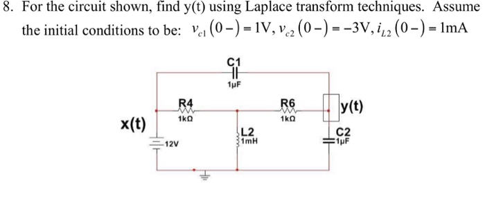 Solved For the circuit shown, find y(t) using Laplace | Chegg.com