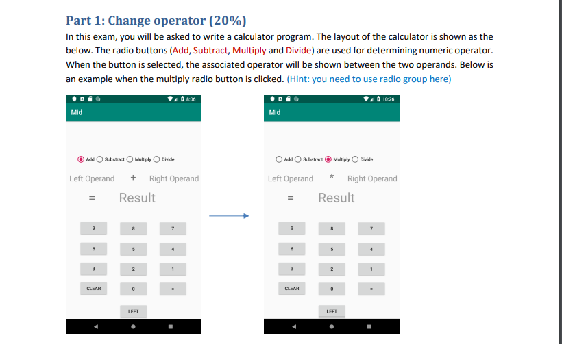 Part 1: Change operator (20%) In this exam, you will | Chegg.com