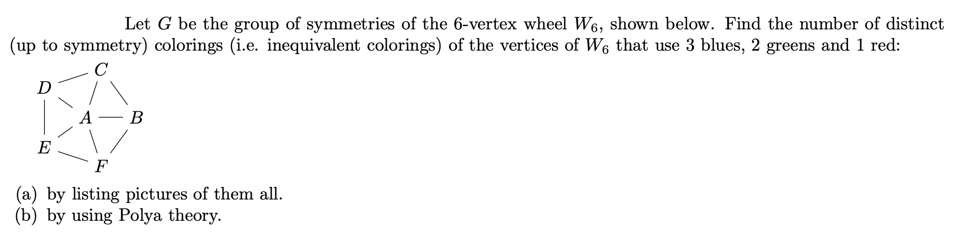 Solved Let G be the group of symmetries of the 6 -vertex | Chegg.com