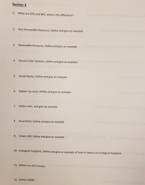 Solved Section 3 1. What are DFE and BFE, what is the | Chegg.com