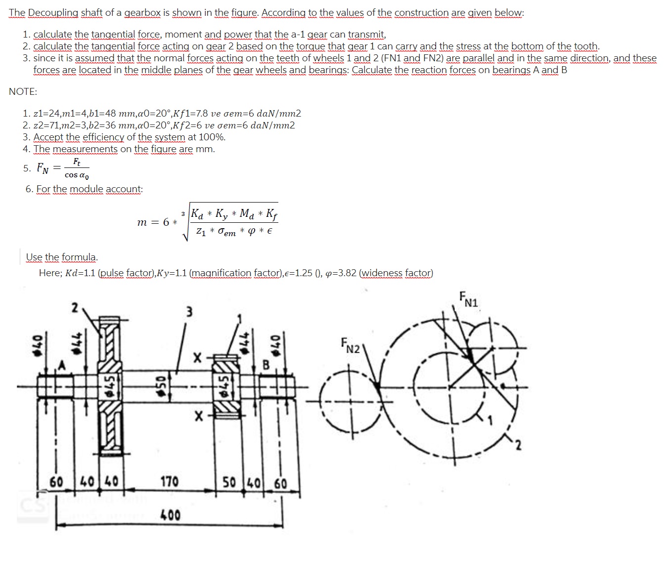 Solved The Decoupling shaft of a gearbox is shown in the | Chegg.com