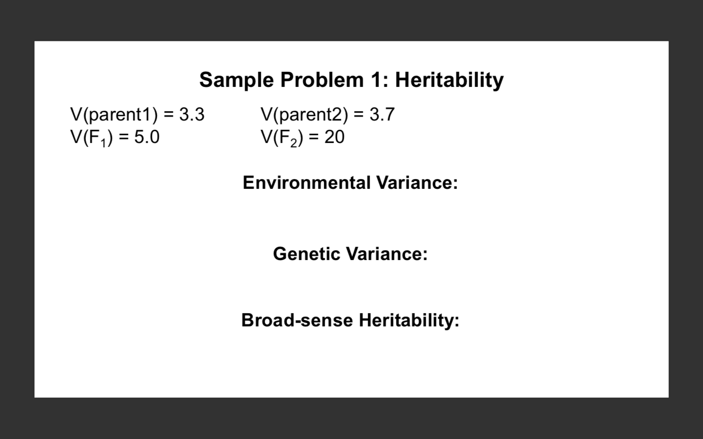 Solved Formulas: VE = [V(parent1) + V(parent2) + | Chegg.com
